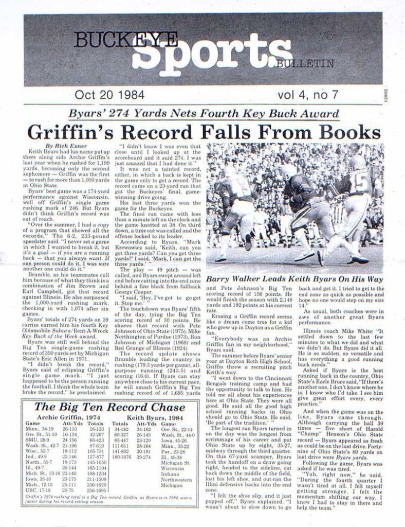 BSB Reprints: Keith Byars Leads Thrilling 24-0 Ohio State Comeback ...